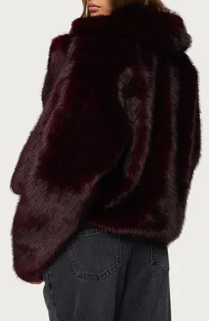 EDIKTED Kamilah Faux Fur Coat - Wine