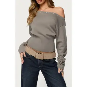 EDIKTED Off-the-shoulder Sweater With Iridescent Buttons
