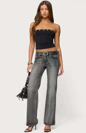 EDIKTED Dahna Grommet Tube Crop Top