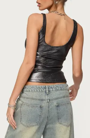 EDIKTED Metallic Crop Tank