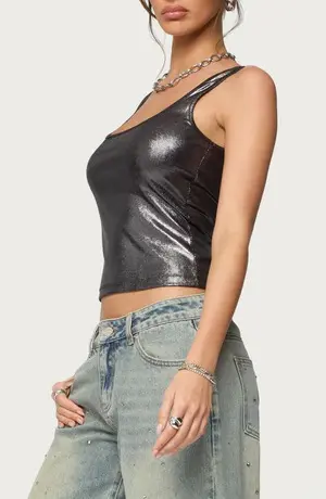 EDIKTED Metallic Crop Tank