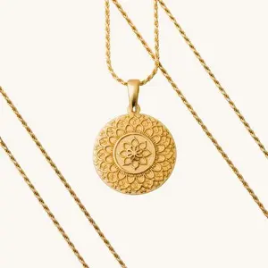 MANTRA I Am Strong And Powerful Mandala Pendant Necklace - Original - Gold