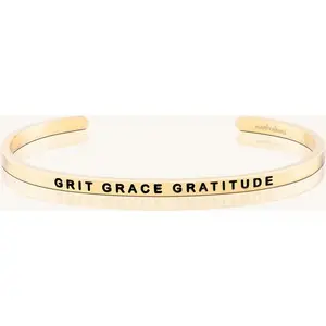 MANTRA Grit Grace Gratitude Cuff Bracelet - Outside - Yellow Gold