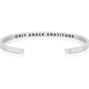 MANTRA Grit Grace Gratitude Cuff Bracelet - Silver