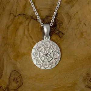 MANTRA I Am Supported And Protected Mandala Pendant Necklace - Mini - Silver