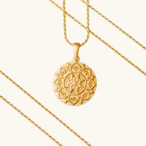 MANTRA I Am Supported And Protected Mandala Pendant Necklace - Original - Gold