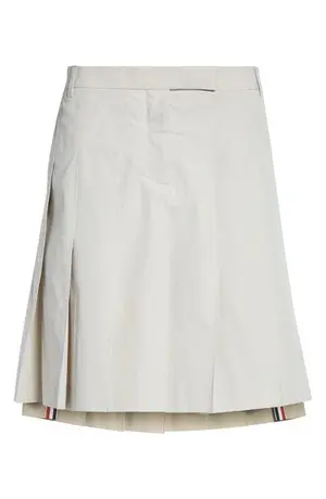 Thom Browne Pleated Drop Hem Cotton Twill Skirt