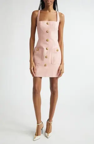Balmain Button Leather Minidress