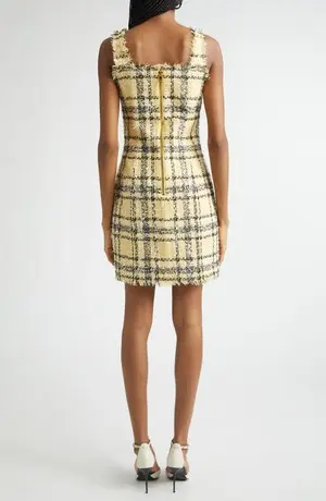 Balmain Check Glitter Tweed Minidress - Yellow
