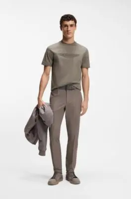 BOSS X Aston Martin Mercerized-cotton T-shirt With Wing Detail - Light Grey