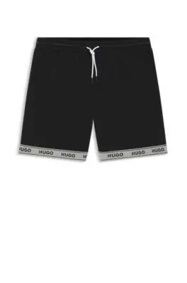 Hugo Mesh Swim Shorts With Jacquard Logo Tape
