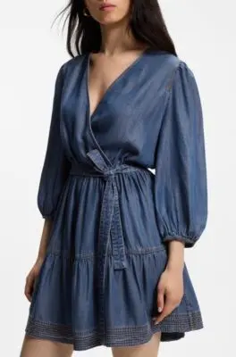 BOSS Balloon-sleeve Wrap Mini Dress