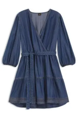 BOSS Balloon-sleeve Wrap Mini Dress