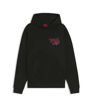 Hugo Rose-artwork Cotton Terry Hoodie - Black