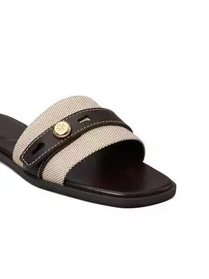 Tory Burch Logo-button Leather-trim Sandals - Neutrals