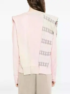 OPEN YY Jacquard Layered-sleeve Cardigan