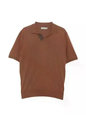 Canali Short-sleeve Open Collar Polo Shirt - Brown