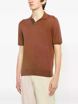 Canali Short-sleeve Open Collar Polo Shirt - Brown