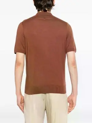 Canali Short-sleeve Open Collar Polo Shirt - Brown