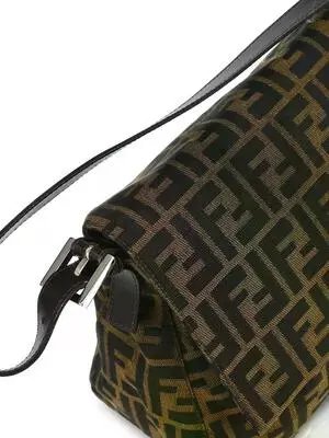 Fendi 2001 Zucca Mamma Baguette Shoulder Bag - Black
