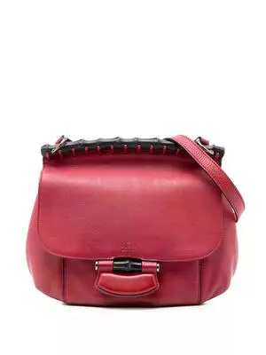 Gucci 2016-2026 Medium Leather Bamboo Nouveau Fringe Crossbody Bag - Red