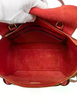 Celine 2016 Micro Grained Calfskin Belt Bag Satchel - Red