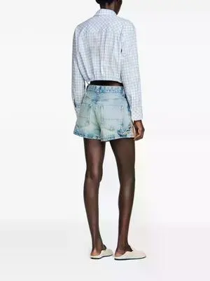 Sandro Riveted Denim And Suede Shorts