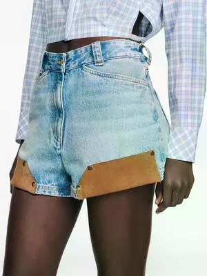 Sandro Riveted Denim And Suede Shorts