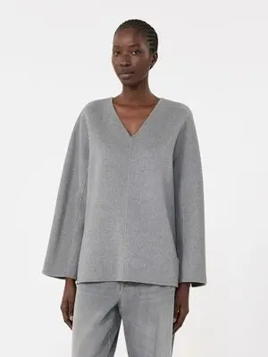 Max Mara Wool Broadcloth Blouse - Medium Grey