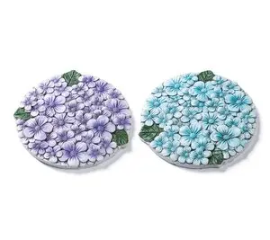 GLITZHOME 10'd S/2 Cement Hydrangea Textured St Epping Stones - One-color