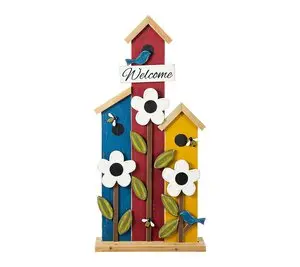GLITZHOME 30'h Solid Wood Birdhouse Shaped Porc H Decor - One-color