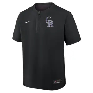 Nike Colorado Rockies Authentic Collection Dri-fit Mlb 1/4-zip Short-sleeve Windshirt - Black