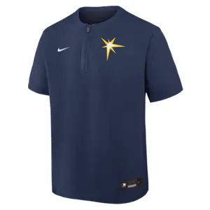 Nike Tampa Bay Rays Authentic Collection Dri-fit Mlb 1/4-zip Short-sleeve Windshirt - Blue