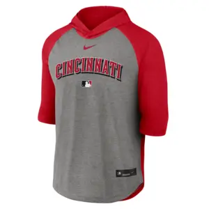 Nike Cincinnati Reds Authentic Collection Flux Dri-fit Mlb 3/4-sleeve Hooded T-shirt - Red