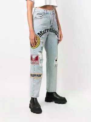 Philipp Plein Patchwork Boyfriend Jeans