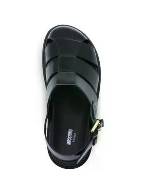 Moschino Strappy Buckle Leather Sandals