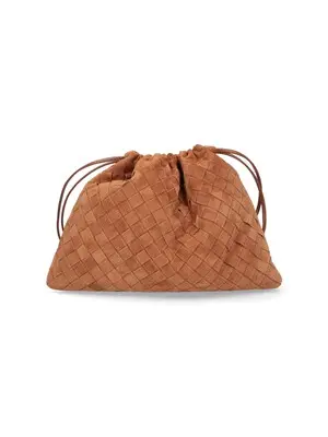 Bottega Veneta Intrecciato Suede Pouch - Brown