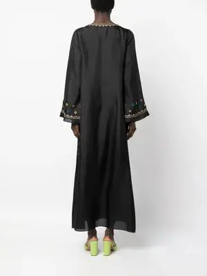 Muzungu Sisters Embroidered Split-neck Silk Dress
