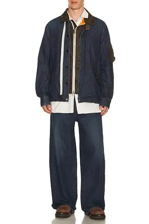 Sacai Denim X Nylon Twill Blouson - Blue