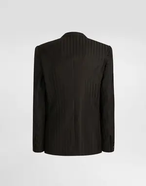 Dolce & Gabbana Pekin Wool Jacquard Single-breasted Sicilia Light Jacket - Black