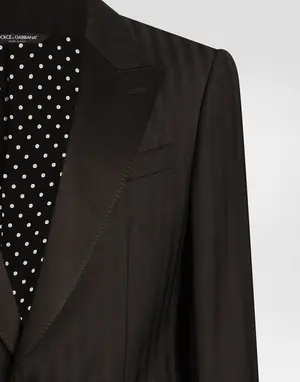 Dolce & Gabbana Pekin Wool Jacquard Single-breasted Sicilia Light Jacket - Black