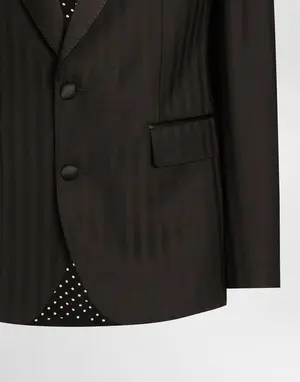 Dolce & Gabbana Pekin Wool Jacquard Single-breasted Sicilia Light Jacket - Black