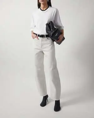 AGOLDE Luna Pieced High-rise Curve Tapered Jeans - Chalk