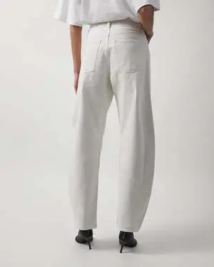 AGOLDE Luna Pieced High-rise Curve Tapered Jeans - Chalk