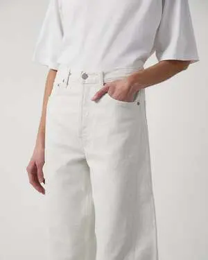 AGOLDE Luna Pieced High-rise Curve Tapered Jeans - Chalk