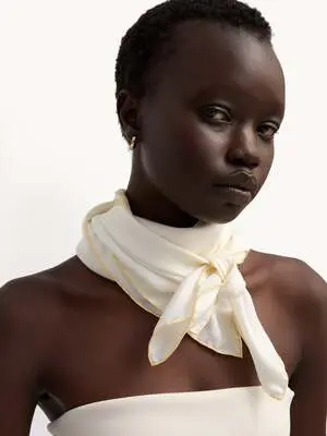GWYN Brigid Silk Scarf | | Size - Ivory Butter Border