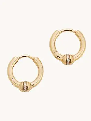 GWYN Bella Huggie Earrings - Yellow Gold,white Diamonds