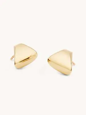 GWYN Fan-shaped Stud Earrings - Yellow Gold