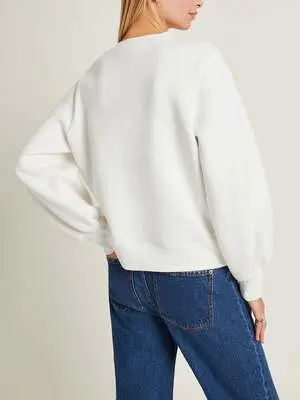 GWYN The Graphic Puff-sleeve Sweatshirt - Ivory