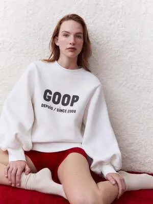 GWYN The Graphic Puff-sleeve Sweatshirt - Ivory